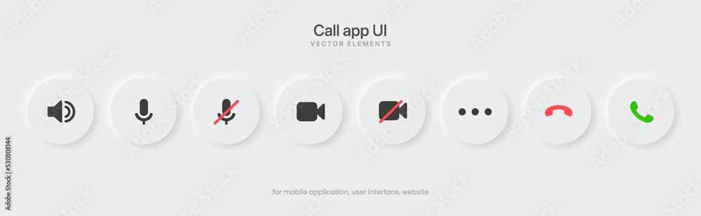 3d phone calling icon set. Streaming icon set. Video call buttons set ...