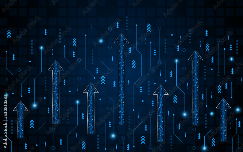 Abstract up arrow on dark blue background. Business growth or ...