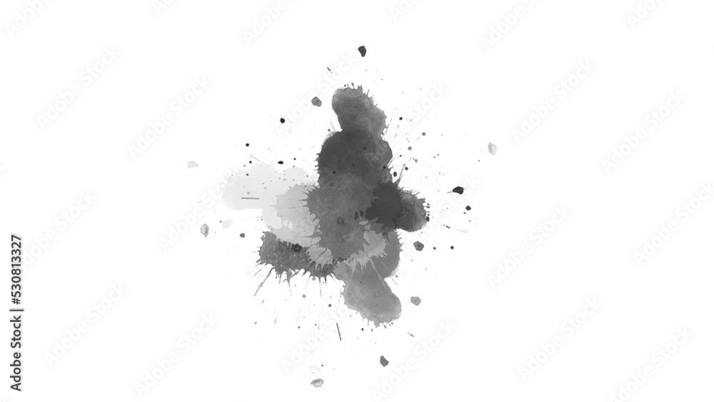 Ink brush stroke transition. Ink splash. Watercolor ink spot appears ...