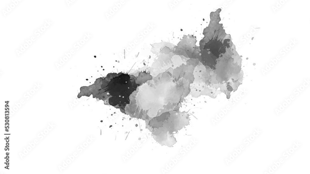 Ink brush stroke slow motion transition. Ink splash. Watercolor ink ...