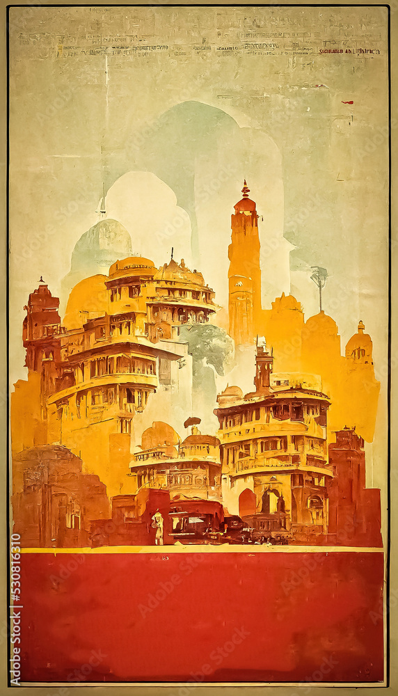 Vintage and touristic poster about India and the history of its ...