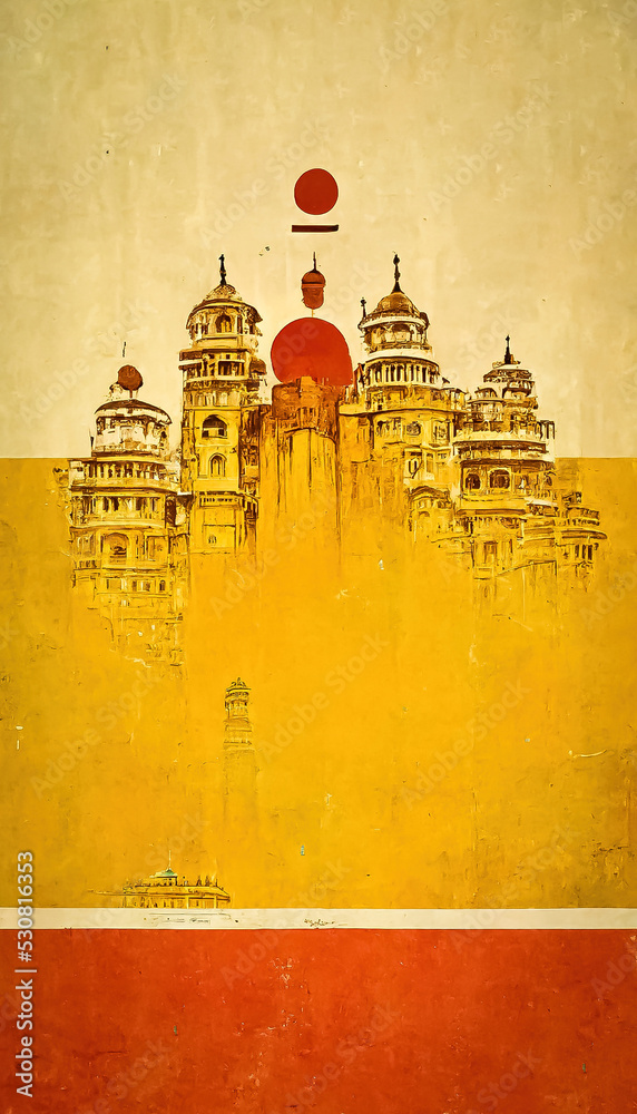 Vintage and touristic poster about India and the history of its ...