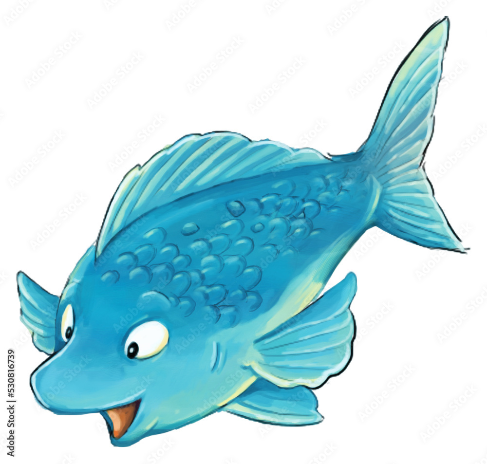 cartoon scene with fishes isolated illustration for children Stock ...