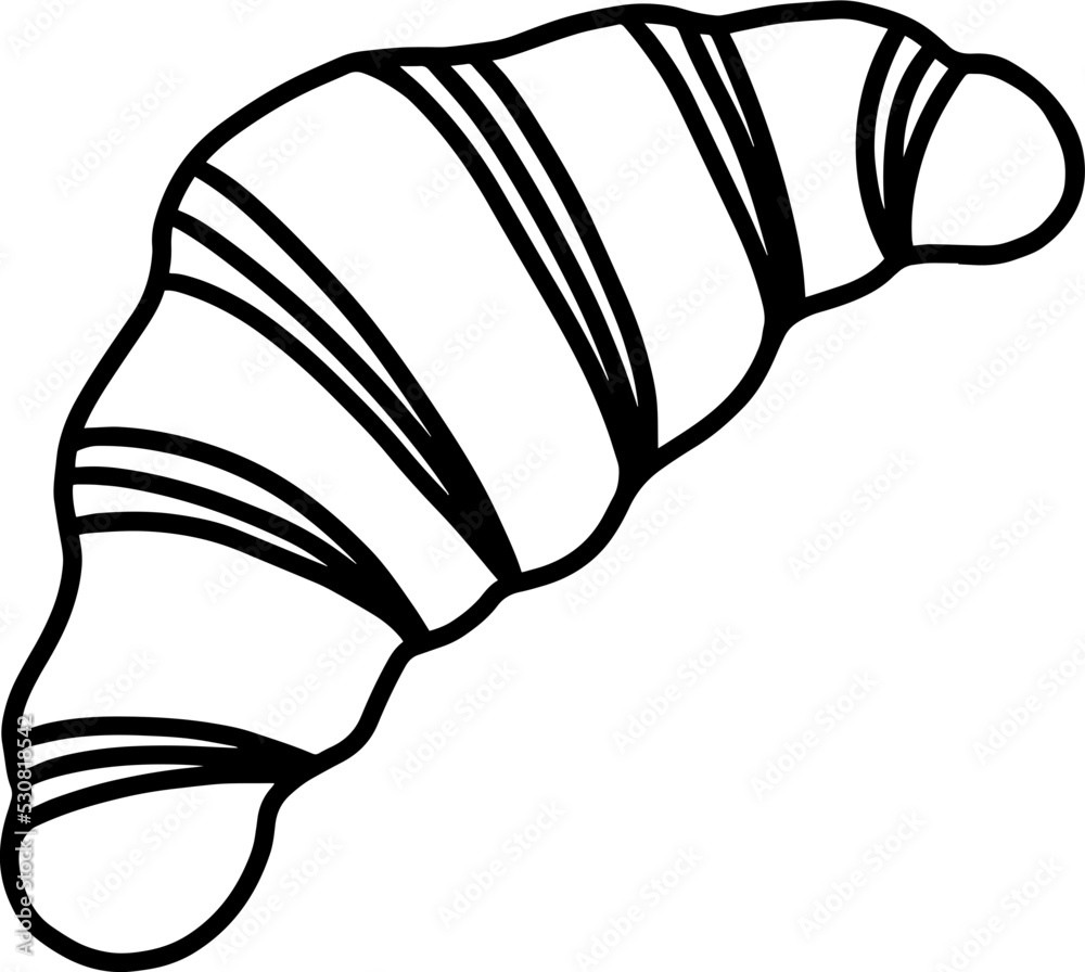 croissant line drawing outline Stock Vector | Adobe Stock
