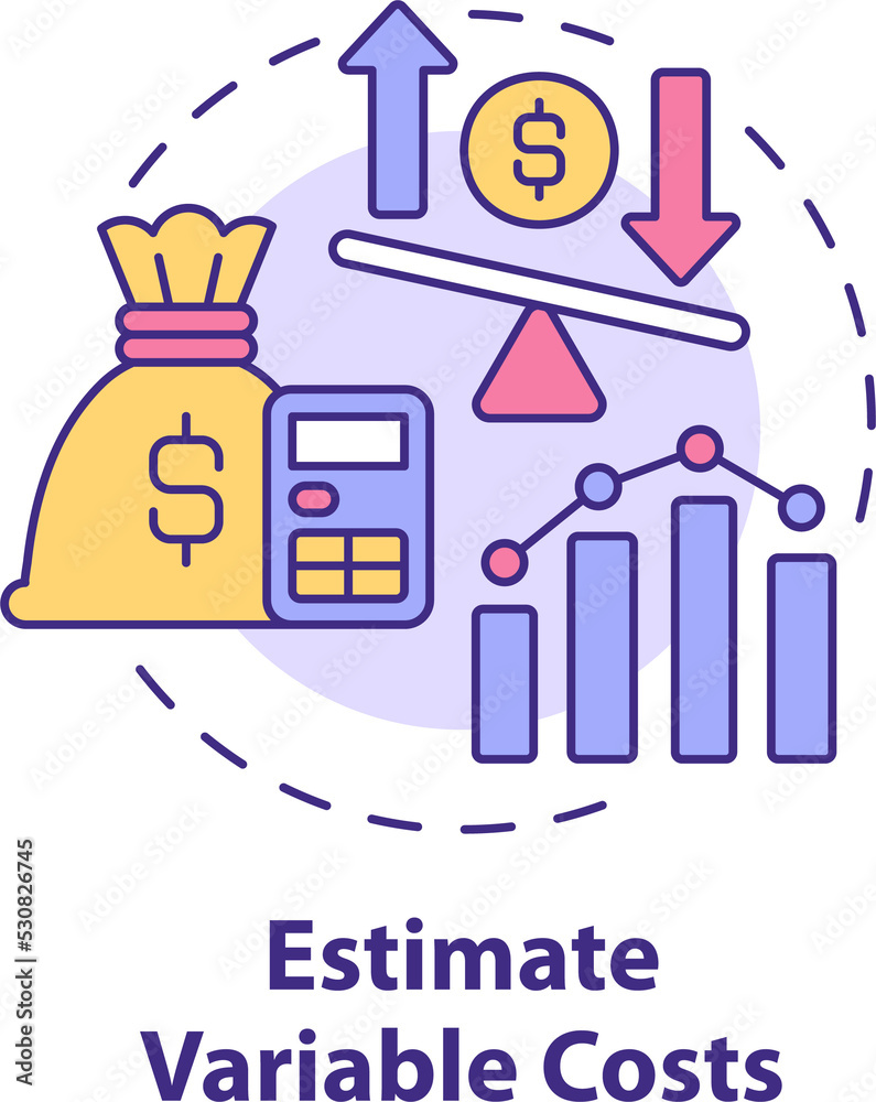 Estimate variable costs concept icon. Proportional growth. Startup ...