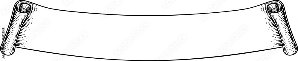 Scroll Vintage Flag Paper Banner Ribbon Woodcut Stock Illustration ...