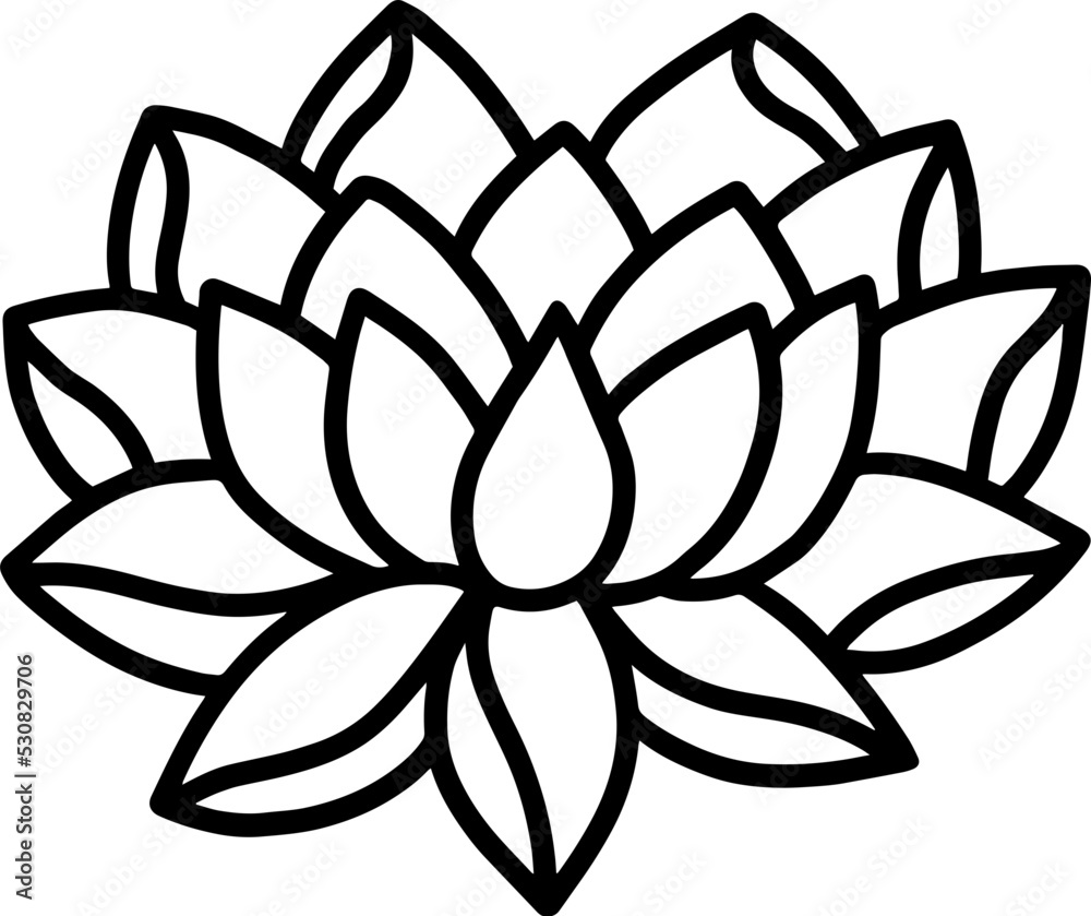 simple lotus flower line drawing outline Stock Vector | Adobe Stock