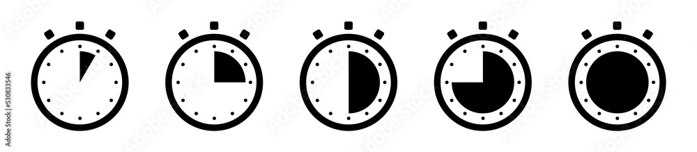 Timers icon set. Stopwatch, timer icons set. Timer and stopwatch icons ...
