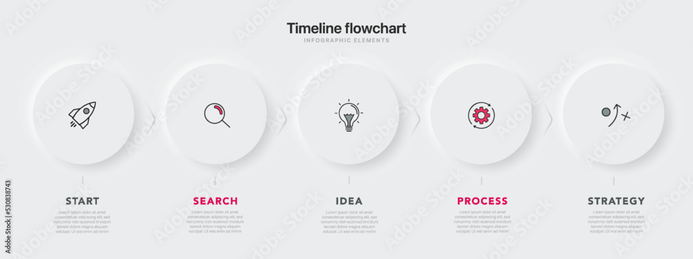 Timeline infographic design with 5 options or steps. Infographics for ...