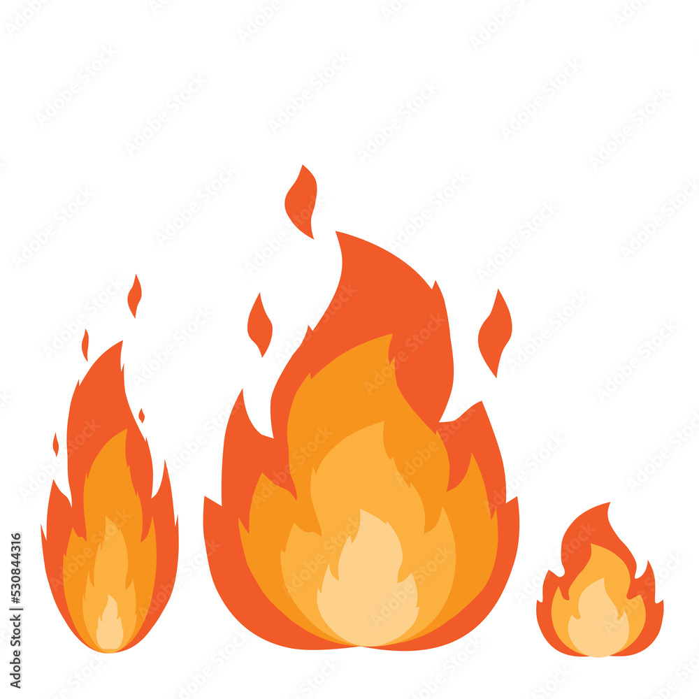 Hot fire flames set cartoon vector illustrator rendering Stock ...