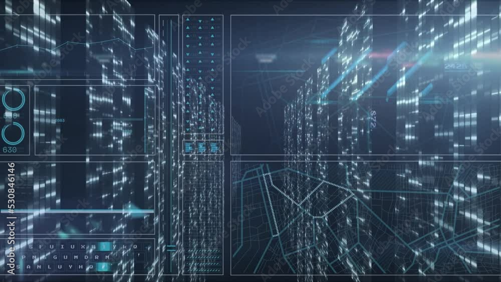 Animations of data processing on dark background Stock Video | Adobe Stock