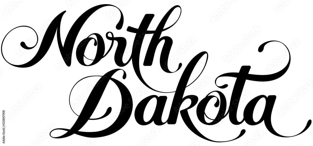 North Dakota - custom calligraphy text Stock Vector | Adobe Stock