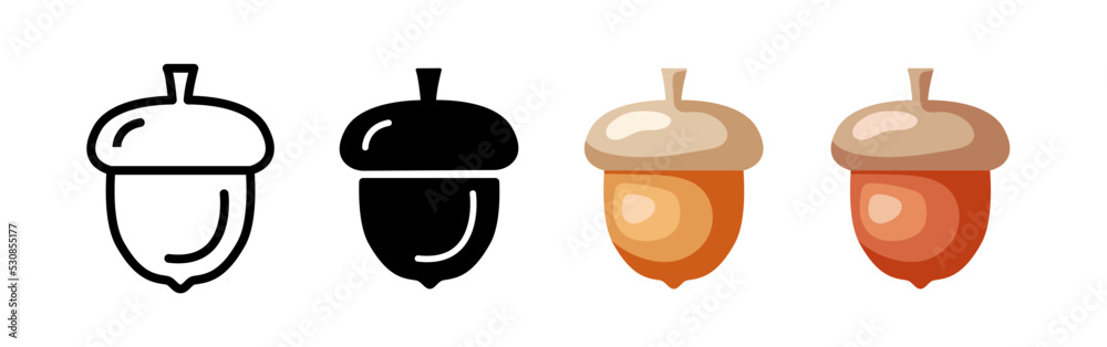 Acorn icon set. Vector clipart isolated on white background. Stock ...