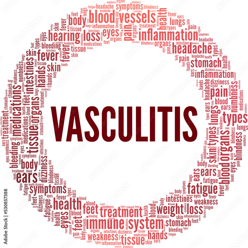 Vasculitis word cloud conceptual design isolated on white background ...