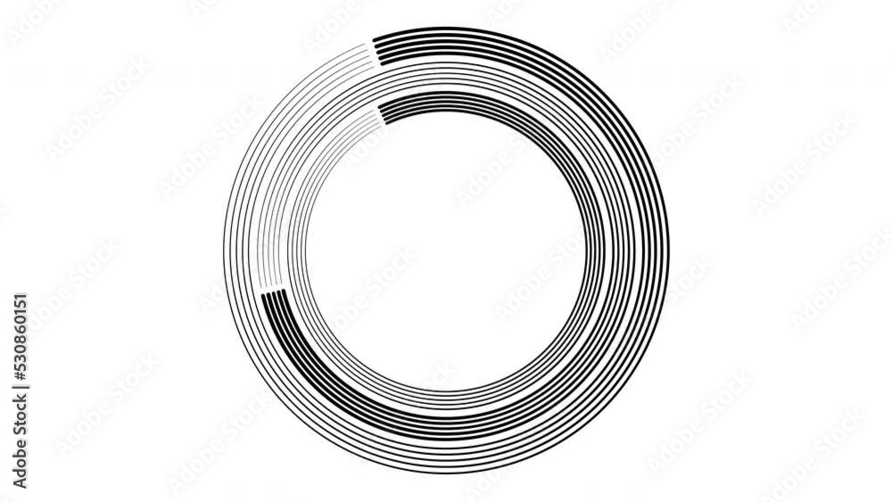 Rotating concentric circles, round target lines seamless loop animation ...