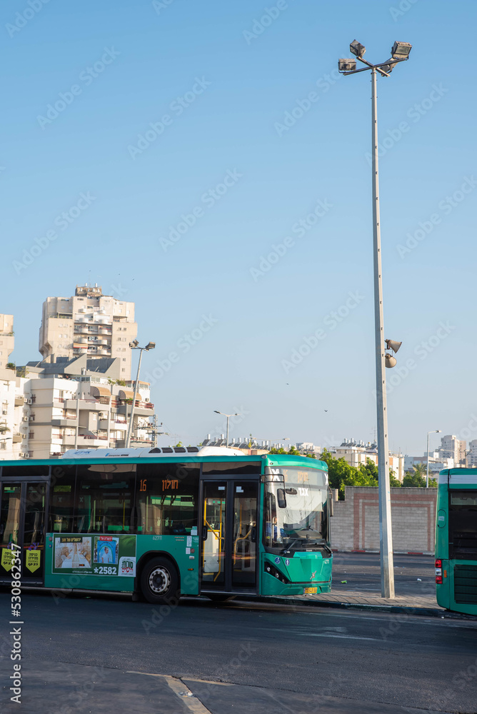Rishon Lezion / Israel – 09.14.2022. Israel Green Autobus Egged company ...