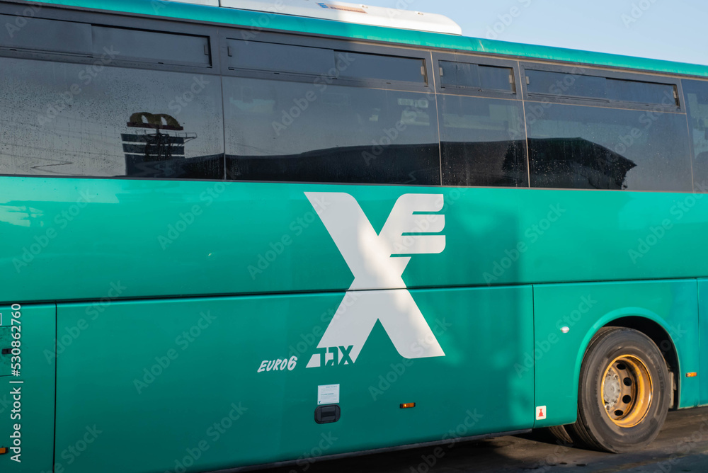 Rishon Lezion / Israel – 09.14.2022. Israel Green Autobus Egged company ...