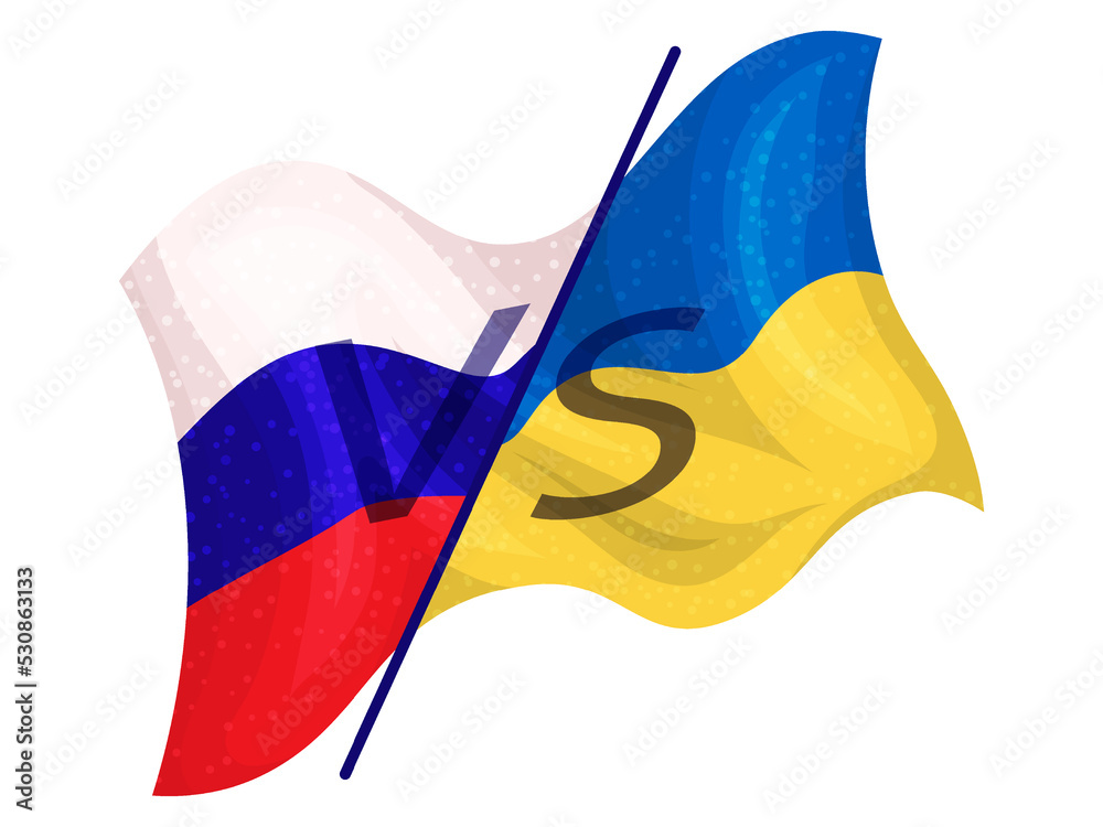 Flags of Ukraine and Russia. Ukrainian-Russian military crisis. Ukraine ...