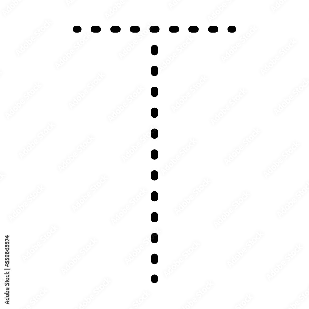 Tracing Alphabet letter T prewriting dotted line element for ...