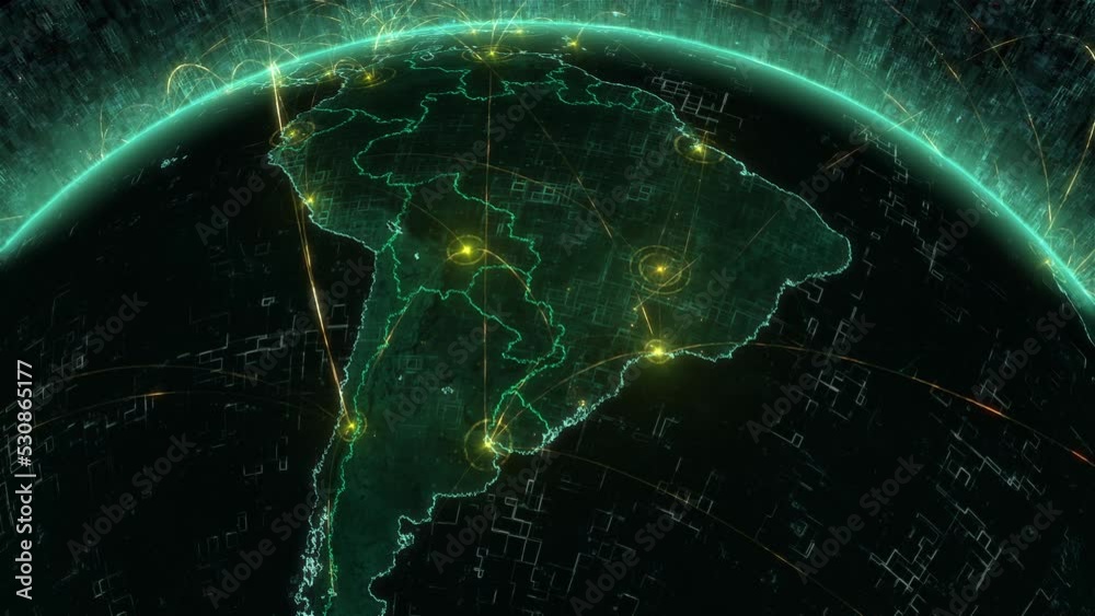 Futuristic Animation of High Tech Rotating Earth with Grids and ...