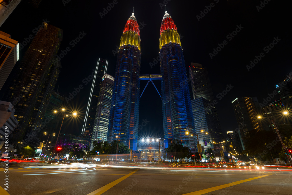 Kuala Lumpur, Malaysia. August 31st, 2022 : Night view of Petronas Twin ...