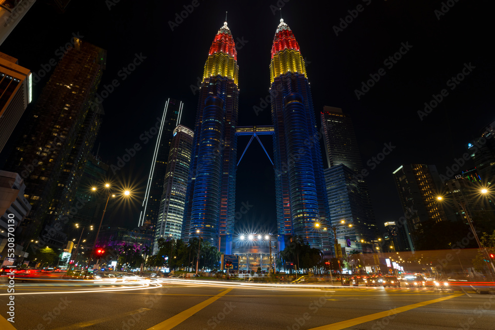 Kuala Lumpur, Malaysia. August 31st, 2022 : Night view of Petronas Twin ...