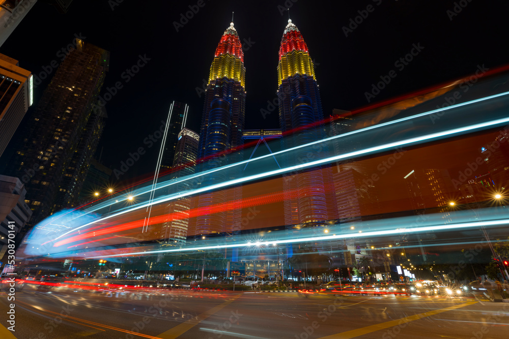 Kuala Lumpur, Malaysia. August 31st, 2022 : Night view of Petronas Twin ...