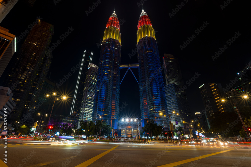 Kuala Lumpur, Malaysia. August 31st, 2022 : Night view of Petronas Twin ...