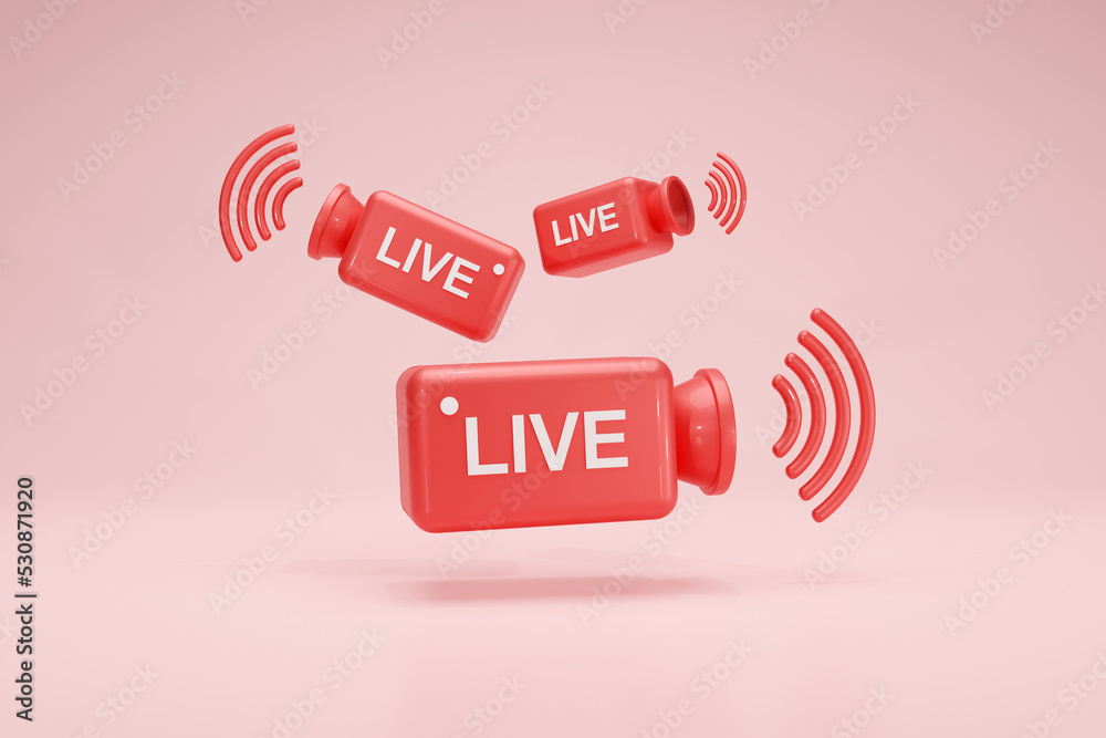 3D Rendering. Multimedia concept. Video camera, Movies camera, Action ...