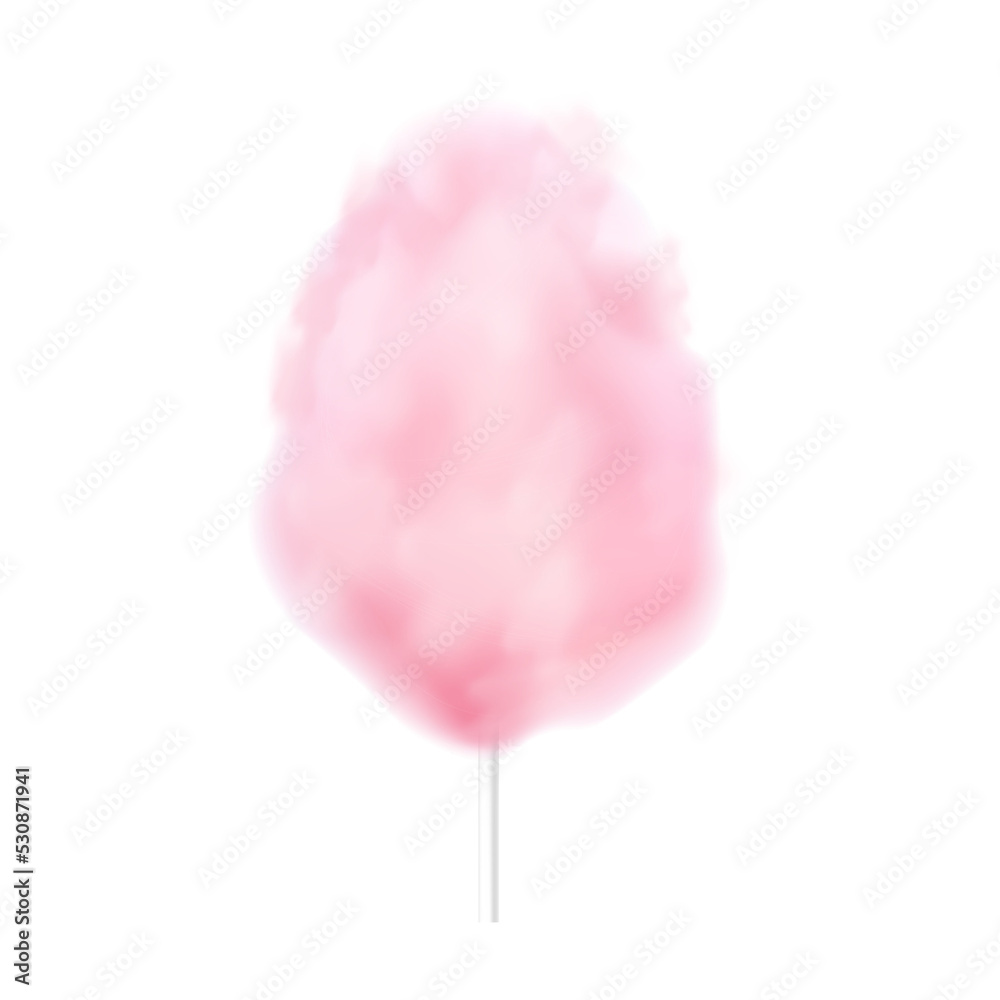 Realistic pink cotton candy on a stick - sweet pastel color candy floss ...