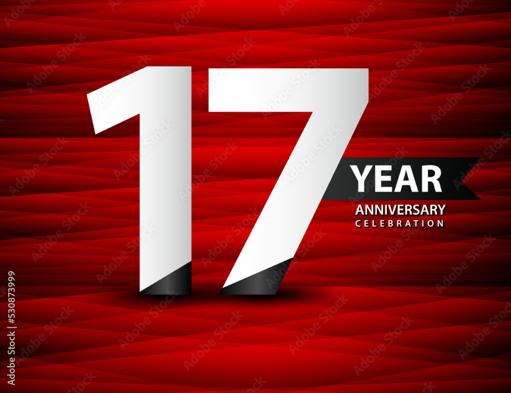 17 Year Anniversary Celebration Logo Vector On Red Background, 17 ...