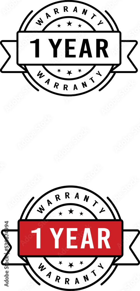 1 year warranty icon or stamp in red and monochromatic colours Stock ...