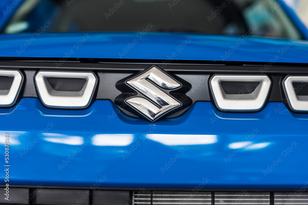 Manila, Philippines - Sept 2022: Closeup of the front grille and logo ...