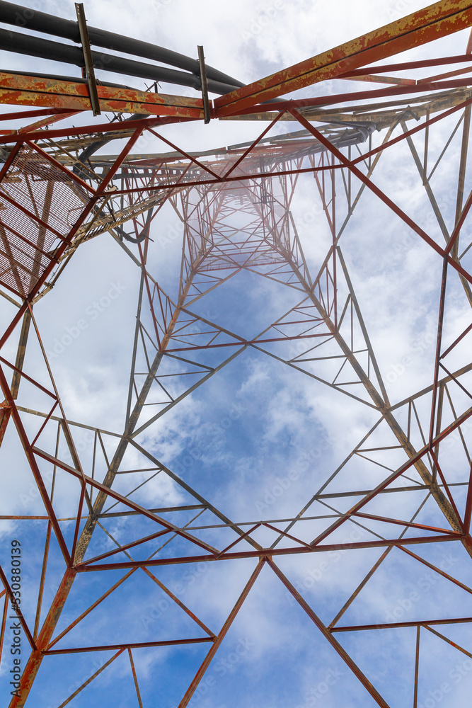 Construction of the transmitter tower on Mount Pantokrator, island of ...