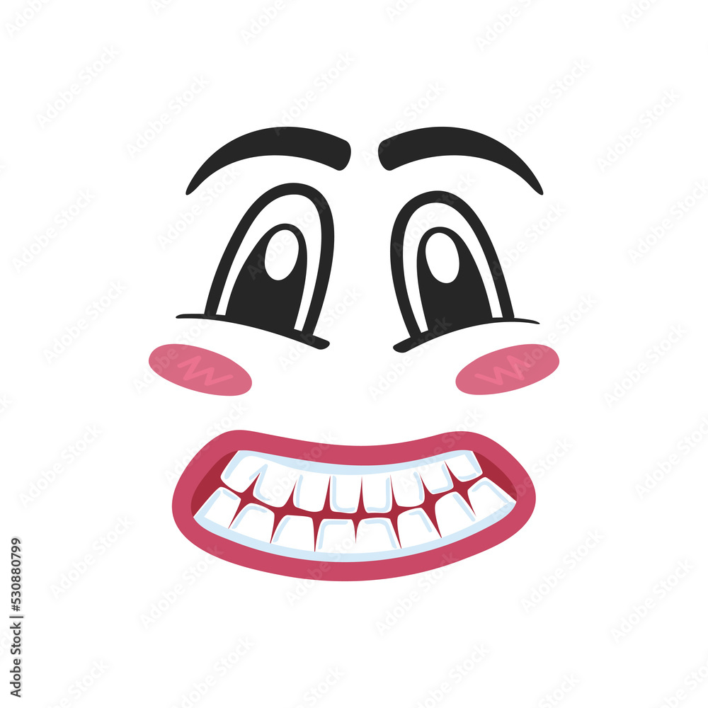 Fright emoji emoticon or smiley face character. Funny facial expression ...