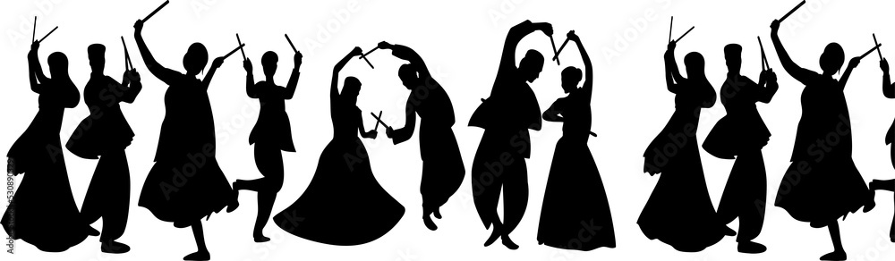 dandiya night character illustration, traditionally dressed dandiya ...