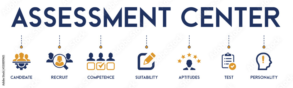 Vetor de Assessment center banner web icon vector illustration concept ...