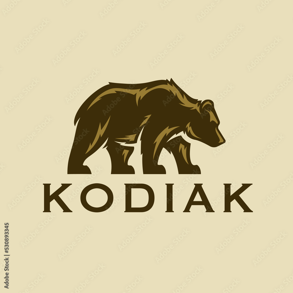 Kodiak brown bear logo. American grizzly bear icon. Alaskan wildlife ...