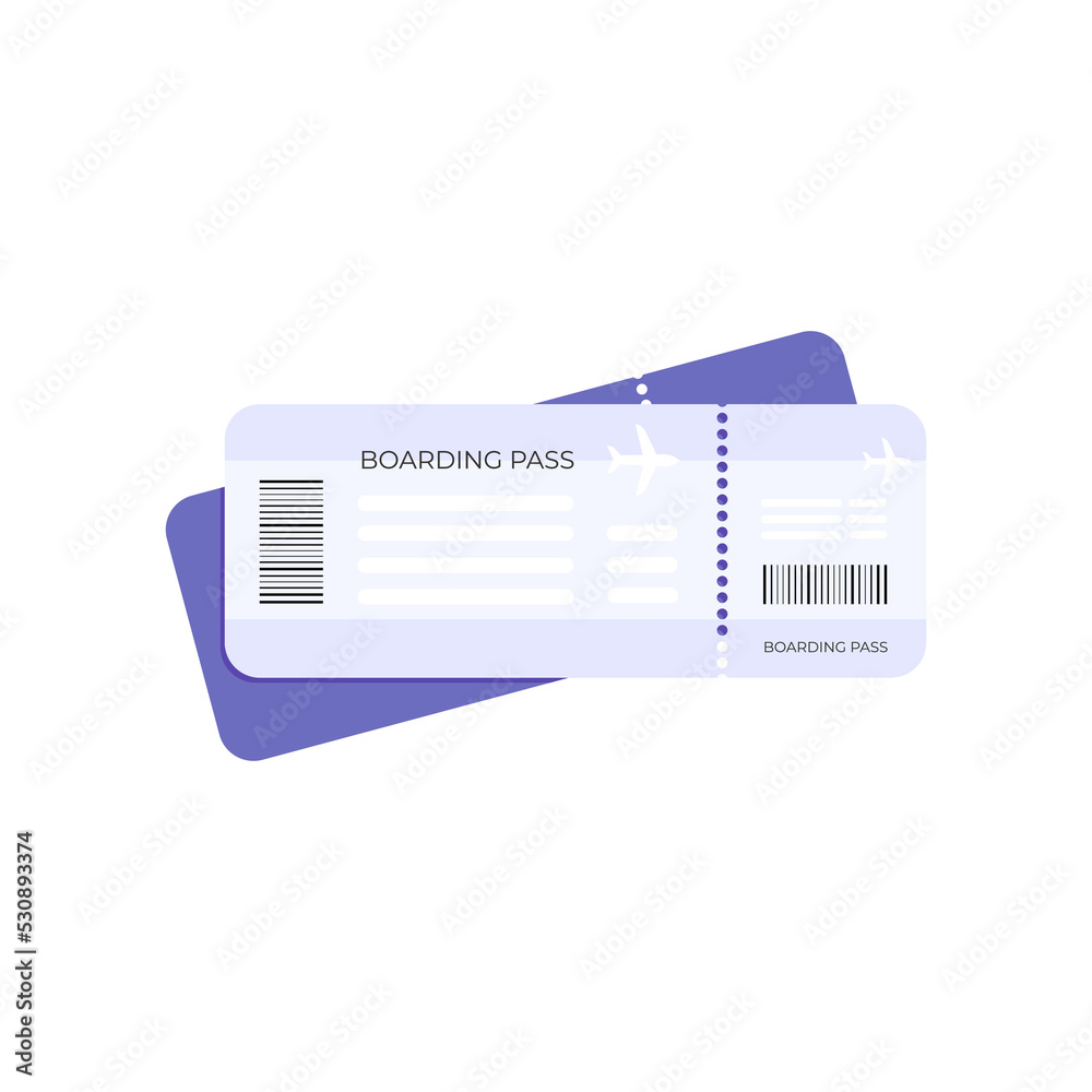 Vector illustration of airline ticket. Boarding pass in flat style on ...