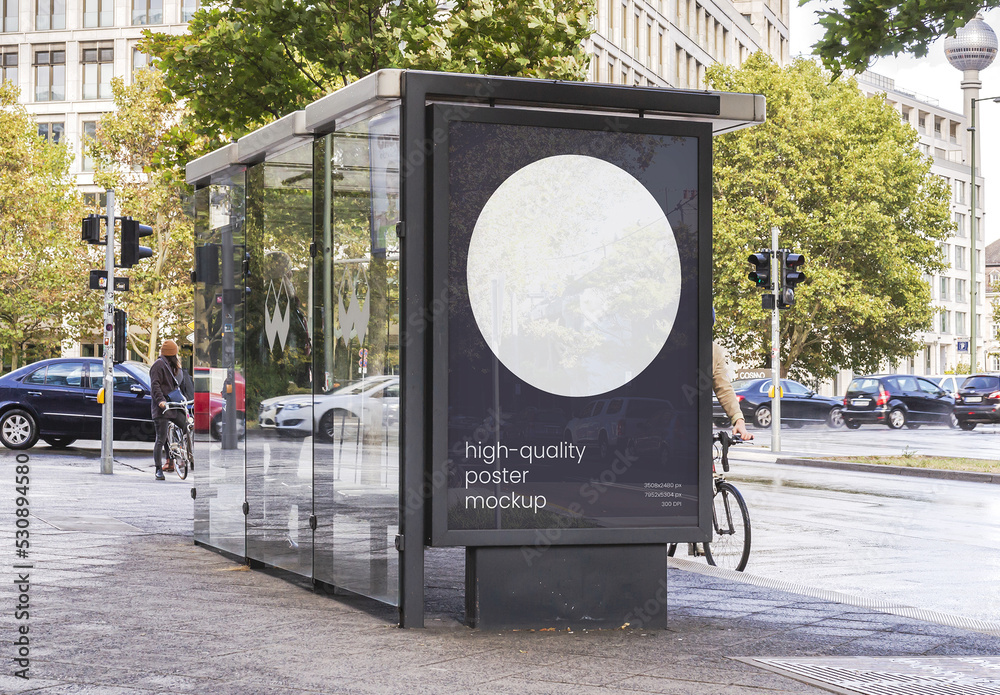 4 Street Glued Outdoor Posters Mockup Stock Template | Adobe Stock