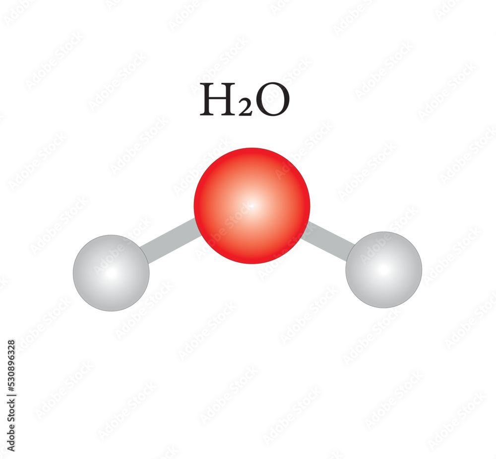 Water H2O Structural chemical formula and molecule model. Educational ...