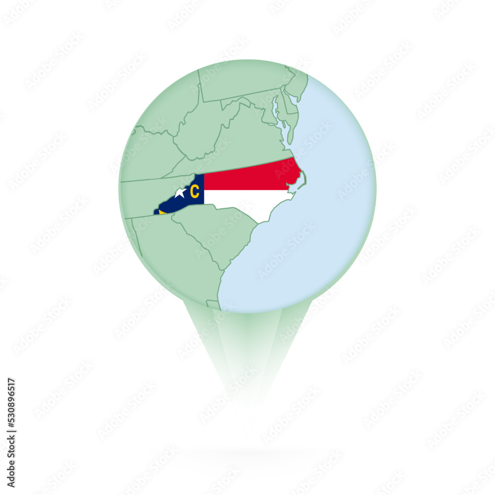 North Carolina map, stylish location icon with North Carolina map and ...