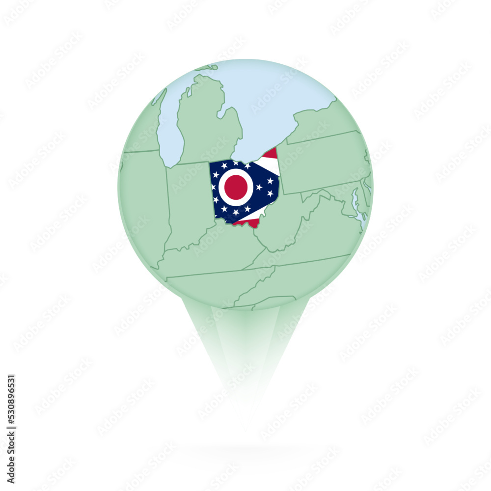 Ohio map, stylish location icon with Ohio map and flag. Stock Vector ...