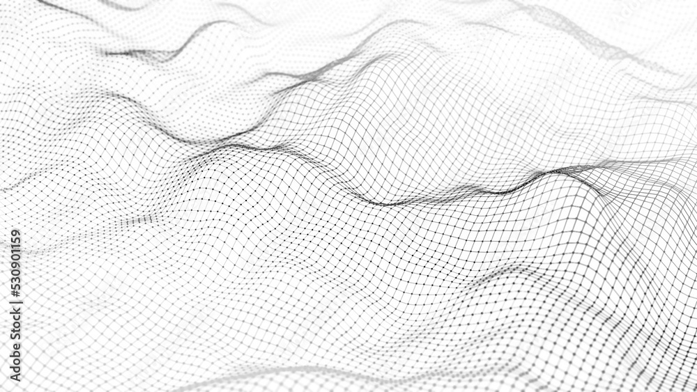 white 3d plexus wavy particles background , minimal polygon animation. Can be used to represent ...