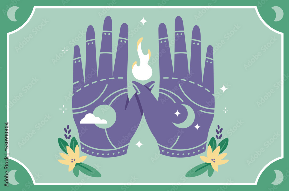 Divination. Palmistry. Palm reading. Sun Moon Occult. Magic Symbols ...