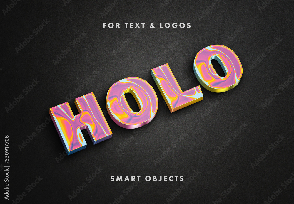 3D Holographic Text Effect Mockup Stock Template | Adobe Stock