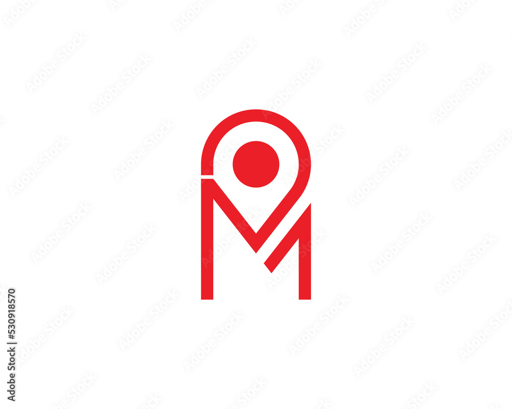 Initial Letter M Pin Location Logo Concept sign icon symbol Element ...
