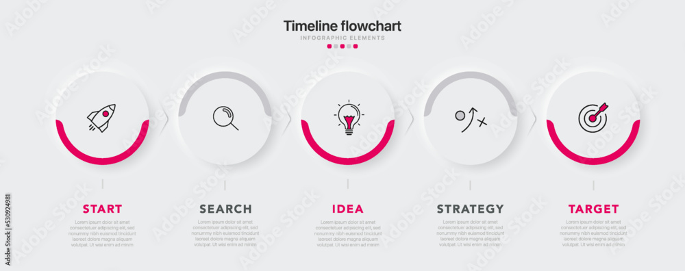 Timeline infographic design with 5 options or steps. Infographics for ...