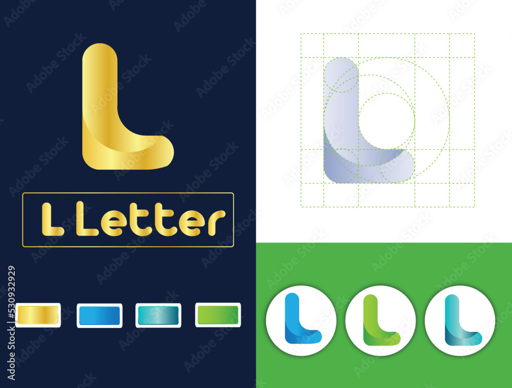 Capital L letter golden ratio logo Stock Vector | Adobe Stock