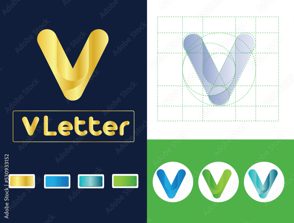 Capital V letter golden ratio logo Stock Vector | Adobe Stock
